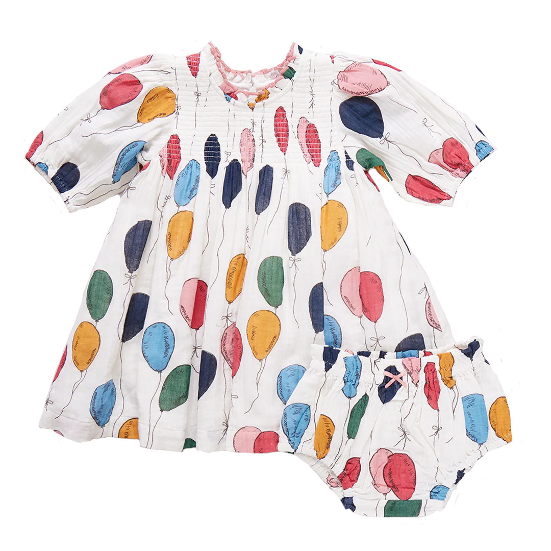 Pink Chicken Baby Girls Stevie Puff Sleeve Dress Set - Balloon Bunches ...